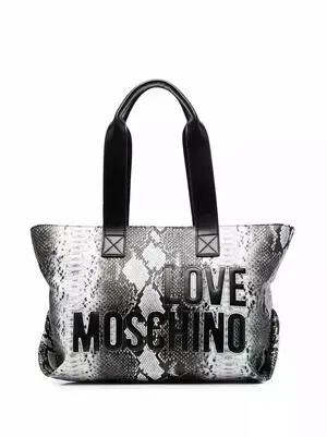 Moschino Snake-effect Logo-detail Tote Bag - Black