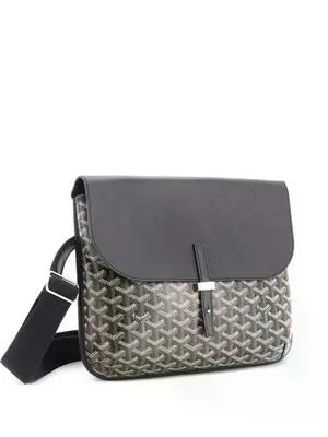 Goyard Coursier Messenger Bag In Coated Canvas And Leather - Black