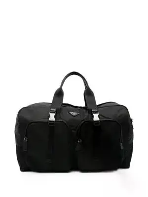 Prada Re-nylon Logo Plaque Holdall - Black