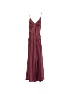 Alberta Ferretti Side-slit V-neck Maxi Dress - Red