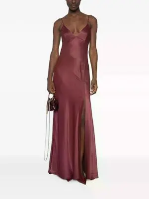 Alberta Ferretti Side-slit V-neck Maxi Dress