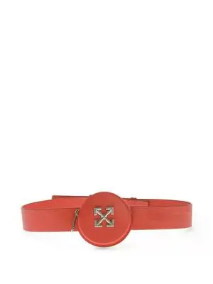 Off-White Leather Belt With Coin Pocket - Red