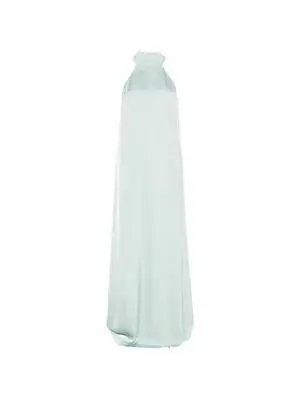 THE ARCHIVIA Riviera Feather-trim Halterneck Maxi Dress - Blue