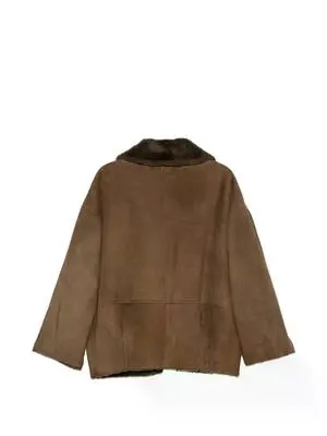 LISKA Shearling-collar Button-fastening Jacket