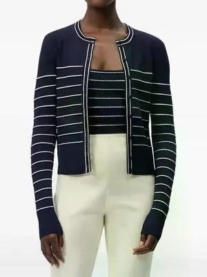 Adam Lippes Faye Horizontal Stripe Cardigan - Blue
