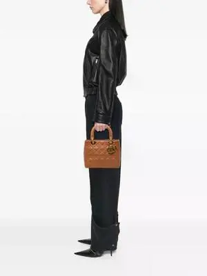 Dior 1997 Medium Lambskin Cannage Lady Satchel - Brown