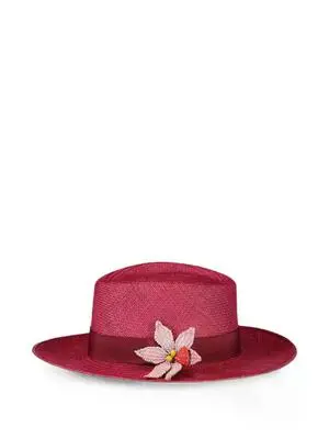 AMOR Y MEZCAL Canopy Flower-embellished Straw Hat - Red