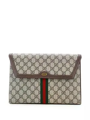 Gucci Ophidia Gg Coated Canvas Large Clutch Bag - Brown