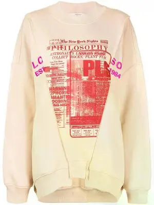 Philosophy Di Lorenzo Serafini Deconstructed Graphic Sweatshirt - Neutrals