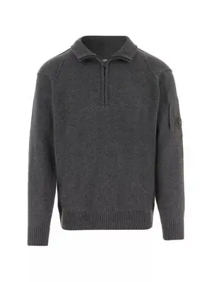 C.P. COMPANY Lens-detail Quarter-zip Sweater - Grey