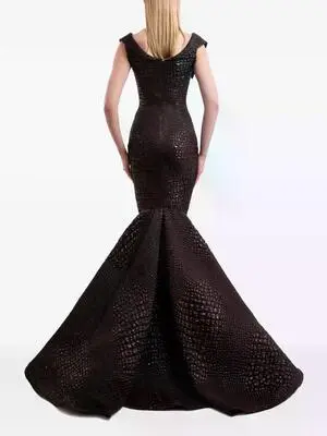 GEMY MAALOUF Embellished Textured Mermaid Gown