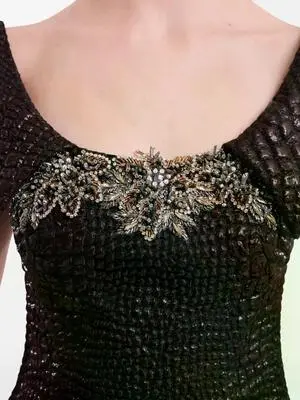GEMY MAALOUF Embellished Textured Mermaid Gown - Black