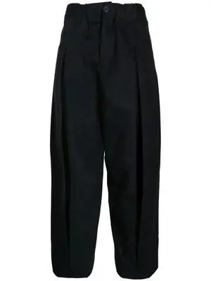 SAGE NATION Box-pleat Wide-leg Trousers - Blue