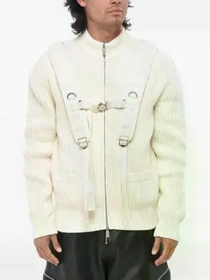 Off-White Buckle-strap Zip-up Cardigan - Neutrals