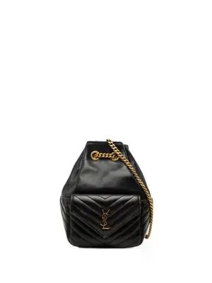 Saint Laurent 2023 Mini Chevron Lambskin Joe Bucket Bag - Black