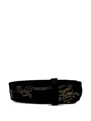 Alexander McQueen Suede Floral Embellished Belt - Black