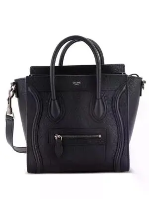 Celine Luggage Nano Crossbody Bag In Grainy Leather - Black
