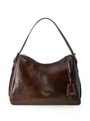 Prada Aimée Medium Leather Shoulder Bag - Brown