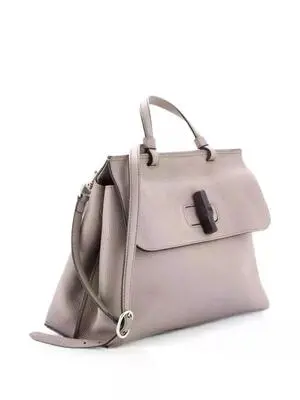 Gucci Bamboo Daily Top Handle Bag Leather Medium Satchel - Grey