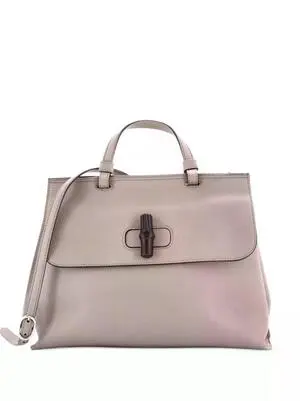 Gucci Bamboo Daily Top Handle Bag Leather Medium Satchel - Grey