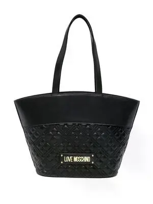 Moschino Quilted Embossed-logo Tote Bag