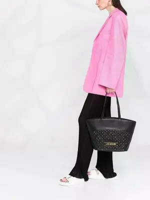 Moschino Quilted Embossed-logo Tote Bag