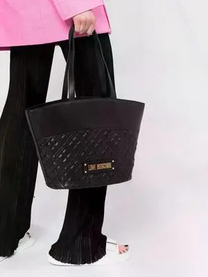Moschino Quilted Embossed-logo Tote Bag