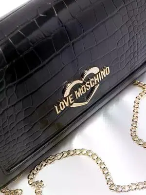 Moschino Shoulder Bag With Crocodile-effect And Heart Plaque