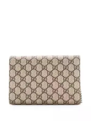 Gucci Dionysus Chain Wallet Gg Coated Canvas - Brown