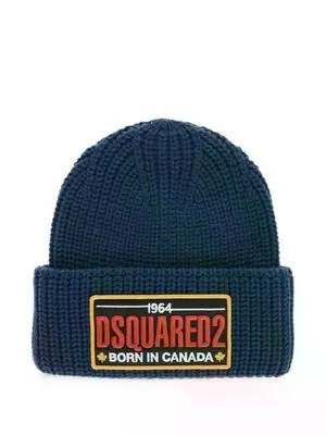Dsquared2 Logo Patch Beanie - Blue