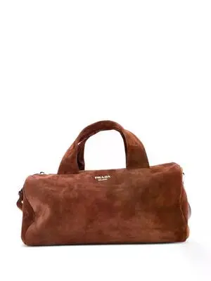 Prada Suede Small Duffle Travel Bag - Brown