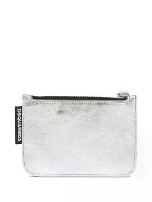 Dsquared2 Eyelet-embellished Studded Card Holder - Silver