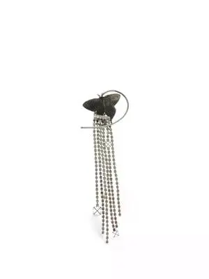 Off-White Single Butterfly-shaped Earring With Rhinestones