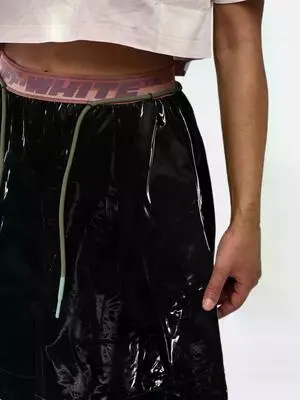 Off-White Wide Leg Nylon Shorts With Logo Elastic Waistband