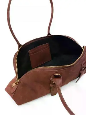 Pinko Suede Top Handle Bag With Love Birds Logo Plaque