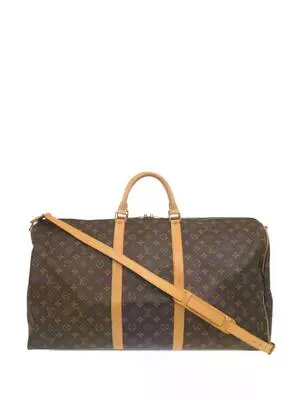LOUIS VUITTON 1997 Monogram Keepall Bandouliere 60 Travel Bag - Brown