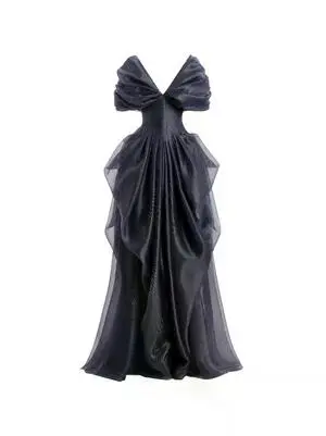 GEMY MAALOUF Draped V-neck Gown - Grey