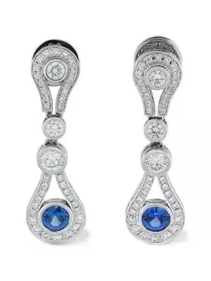 DI MODOLO 18k White Gold Diamond And Sapphire Drop Earrings - Silver
