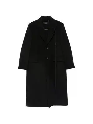 ANN DEMEULEMEESTER Single-breasted Notched-lapels Wool Coat - Black