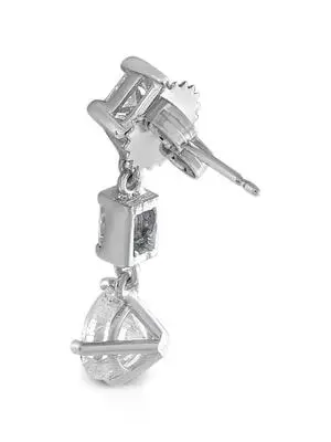 LB EXCLUSIVE 18k White Gold Diamond Drop Earrings With Emerald And Princess-cut Diamonds