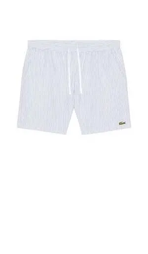 Lacoste Mid Length Striped Textured Swim Trunks