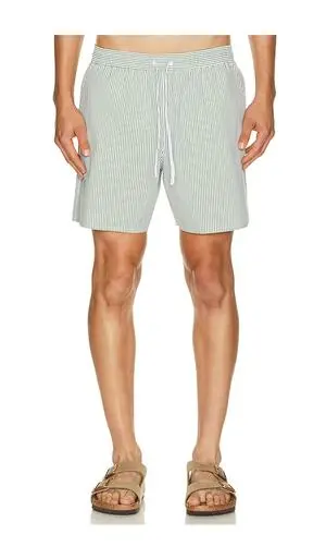 Lacoste Mid Length Striped Textured Swim Trunks In . Also - Green