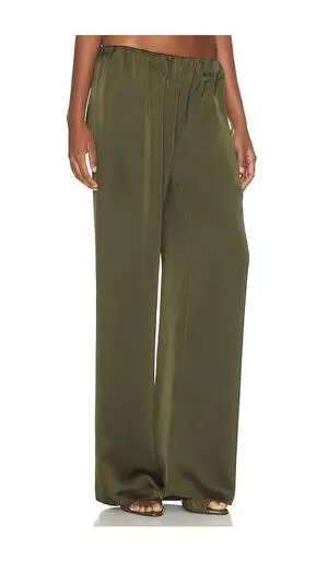 LOVERS AND FRIENDS Alette Satin Wide Leg Pants - Olive