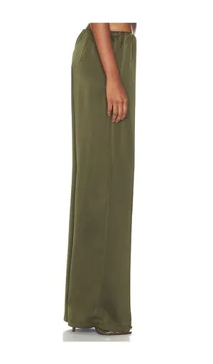 LOVERS AND FRIENDS Alette Satin Wide Leg Pants - Olive
