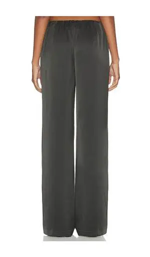 LOVERS AND FRIENDS Alette Satin Wide Leg Pants - Charcoal