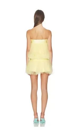 NIIHAI Tulle Strapless Mini Dress - Yellow