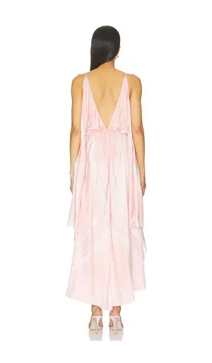 Balmain Open Shoulder Foulard Print Dress