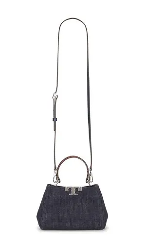 Tory Burch Eleanor Denim Mini Satchel Bag - Navy