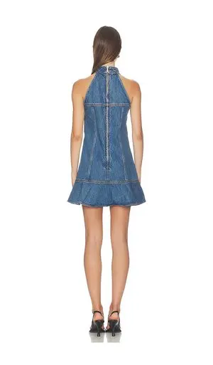 Cult Gaia Denim Halterneck Dress