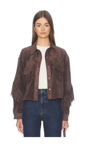 Blanknyc Cropped Fringe Jacket In . Also - Brown
